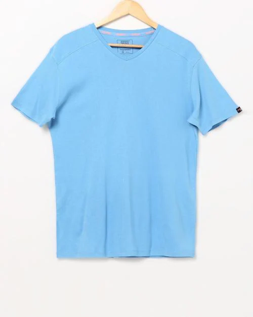 Buy Regular Fit Core Rib V-neck T-Shirt Online at Best Prices in India ...