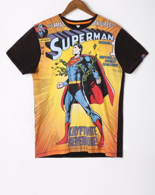 Buy Regular Fit Superman Print Crew-Neck T-Shirt Online at Best Prices ...