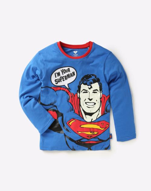Buy Superman Print Round-Neck T-shirt Online at Best Prices in India ...