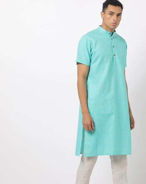 Buy Longline Kurta with Band Collar Online at Best Prices in India ...
