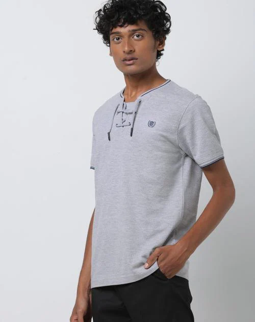 Buy Henley T-shirt with Adjustable Drawstrings Online at Best Prices in ...