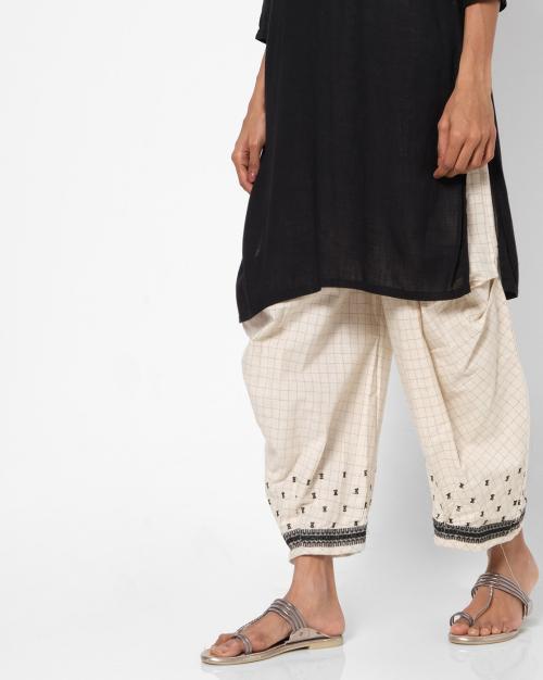 Buy Checked Dhoti Pants with Semi-Elasticated Waist Online at Best ...