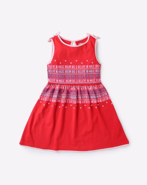 Buy Typographic Print Fit-&-Flare Dress Online at Best Prices in India ...