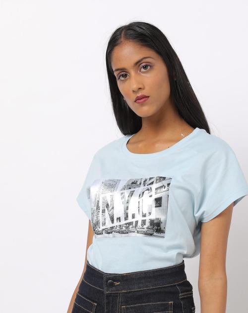 Buy Graphic Print Crew-Neck T-shirt Online at Best Prices in India ...