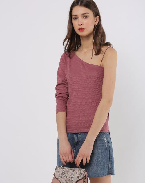 Buy Chevron Print One-Shoulder Top Online at Best Prices in India ...