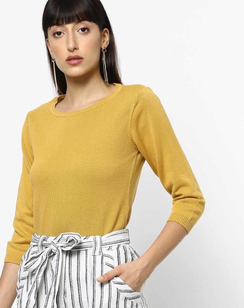 Knitted Round-Neck Pullover - JioMart