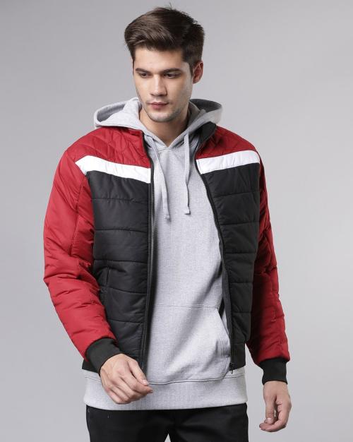 Buy Colorblock Zip-Front Jacket with Zippered Insert Pockets Online at ...