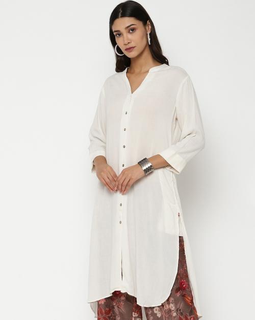 Buy Straight Kurta with High-Low Hemline Online at Best Prices in India ...