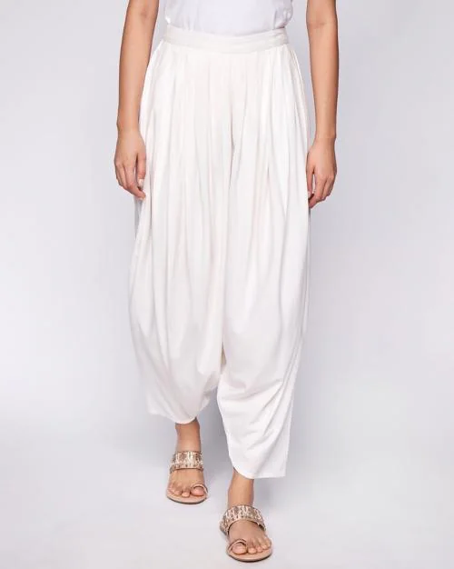 Buy Pleated Dhoti Pants with Semi-Elasticated Waist Online at Best ...