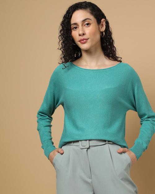 Buy Knitted Boat-Neck Pullover Online at Best Prices in India - JioMart.