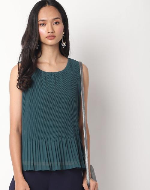Buy Perma Pleated Round-Neck Top Online at Best Prices in India - JioMart.