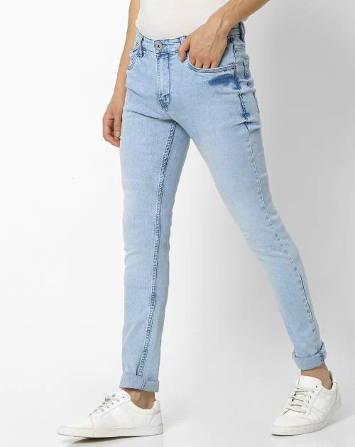 Buy Men Heavily Washed Skinny Fit Jeans Online at Best Prices in India ...
