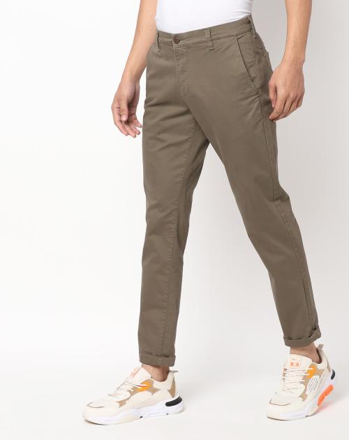 Buy Cropped Slim Fit Dobby Chinos Online at Best Prices in India - JioMart.