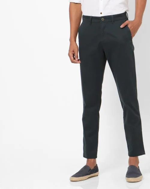 Buy Cropped Flat-Front Chinos with Insert Pockets Online at Best Prices ...
