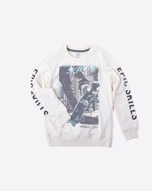 Buy Graphic Print Sweatshirt with Ribbed Hems Online at Best Prices in ...