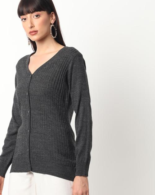 Buy Ribbed V-neck Cardigan Online at Best Prices in India - JioMart.