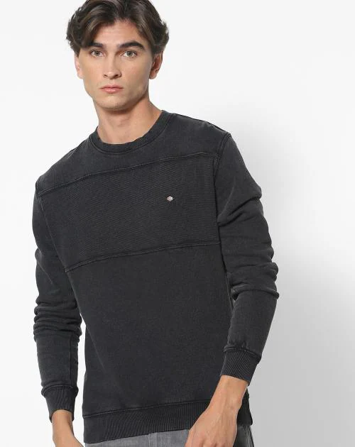 Buy Textured Round-Neck Sweatshirt Online at Best Prices in India ...