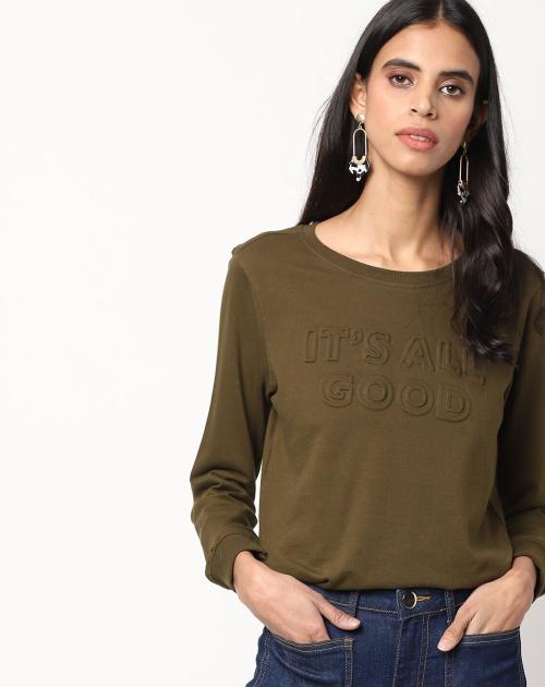 Buy Typographic Embossed Crew-Neck Sweatshirt Online at Best Prices in ...