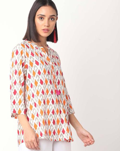 Buy Printed Top with Notched Neckline Online at Best Prices in India ...