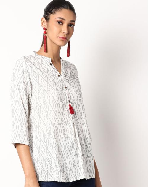 Buy Geometric Print Top with Tassels Online at Best Prices in India ...