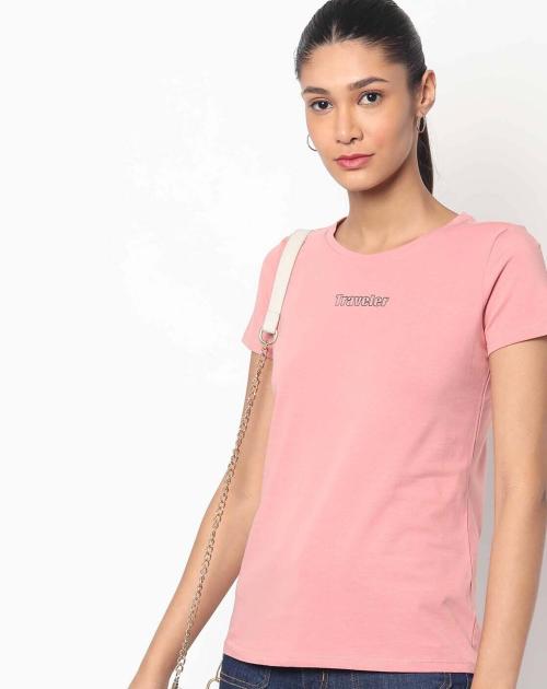 Buy Basic round neck top lt. pink xs Online at Best Prices in India ...