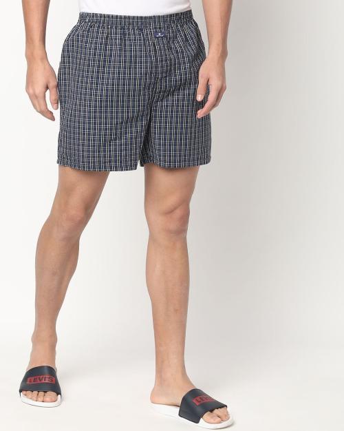 Buy Checked Boxers with Back Patch Pockets Online at Best Prices in ...