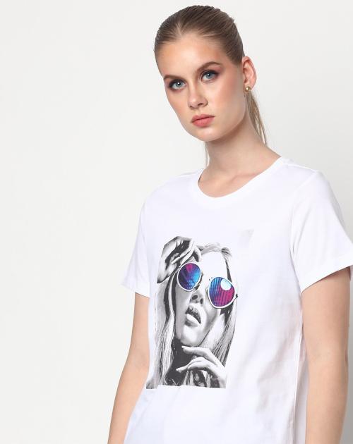 Buy Graphic Print Round-Neck T-shirt Online at Best Prices in India ...