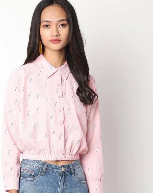 Buy Printed Shirt with Elasticated Hem Online at Best Prices in India ...