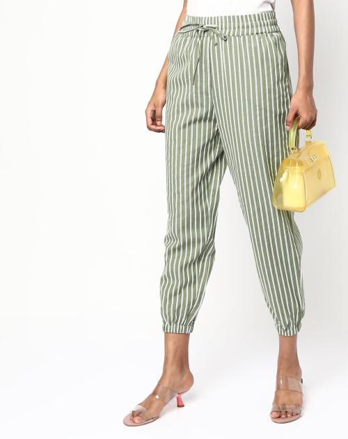 Buy Striped Joggers with Drawstring Fastening Online at Best Prices in ...