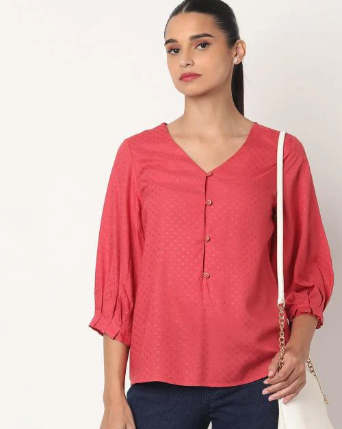 Buy Woven High-Low V-neck Top Online at Best Prices in India - JioMart.