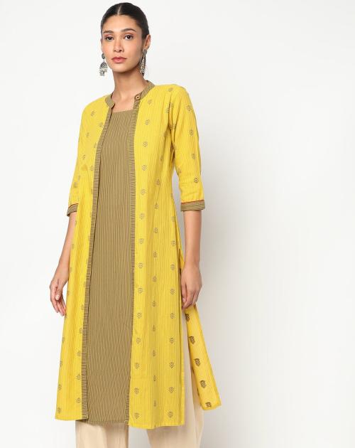 Buy Printed Layered A-line Kurta with Pocket Online at Best Prices in ...