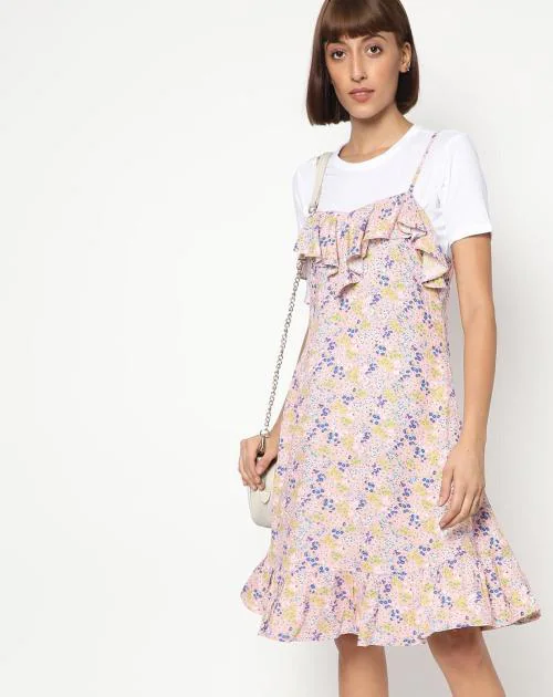Buy Floral Print Ruffled A-line Dress Online at Best Prices in India ...