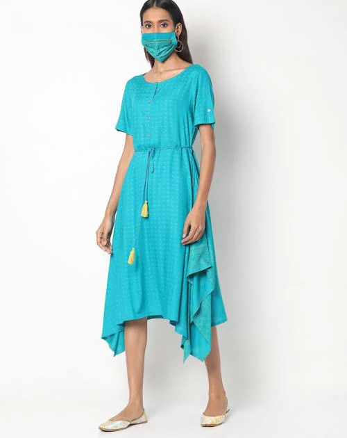 Buy Printed A-line Dress with Mask Online at Best Prices in India ...