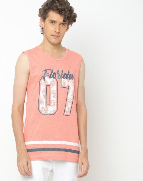 Numeric Print Sleeveless Crew-Neck T-shirt - JioMart