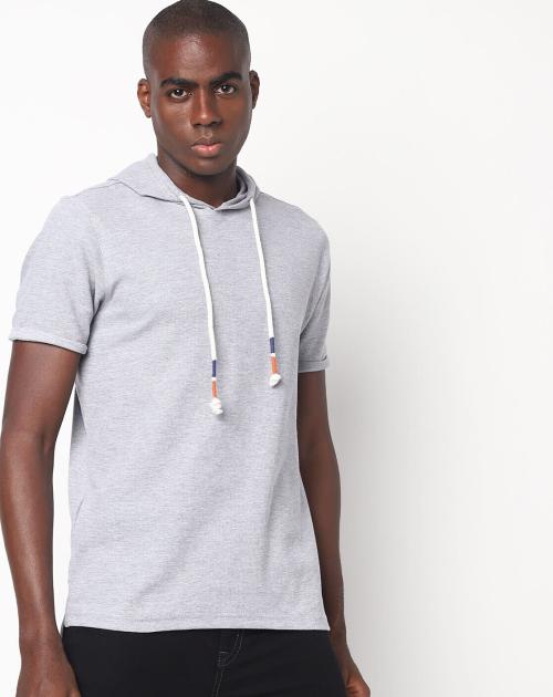 Buy Hooded T-shirt with Drawstring Fastening Online at Best Prices in ...