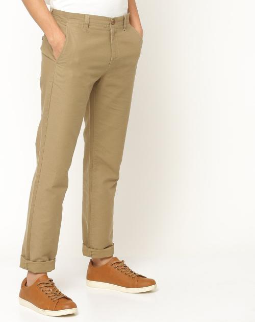 Buy Flat-Front Chinos with Slip Pockets Online at Best Prices in India ...