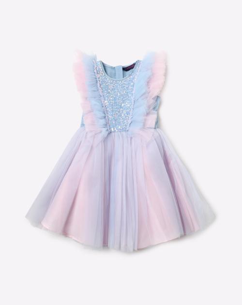 Buy Tulle Fit & Flare Dress with Sequinned Panel Online at Best Prices ...