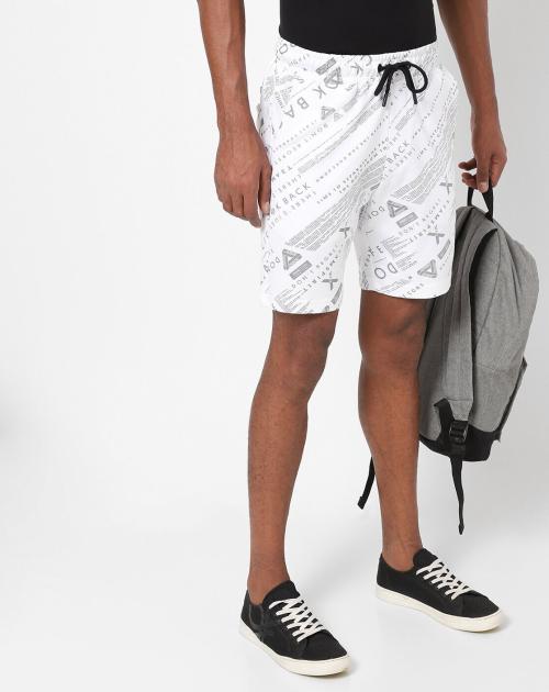 Buy Typographic Print Shorts with Drawstring Waistband Online at Best ...