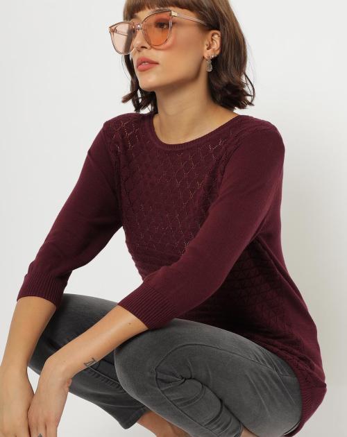 Buy Knitted Round-Neck Pullover Online at Best Prices in India - JioMart.