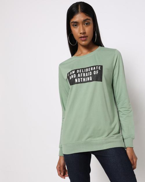 Buy Typographic Print Round-Neck Sweatshirt Online at Best Prices in ...