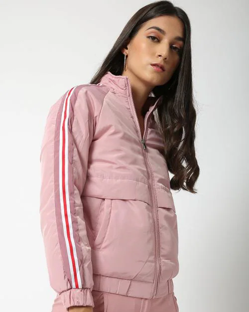 Buy Zip-Front Bomber Jacket with Insert Pocket Online at Best Prices in ...