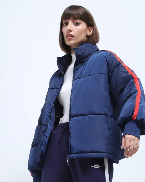 Buy Zip-Front Puffer Jacket with Insert Pocket Online at Best Prices in ...