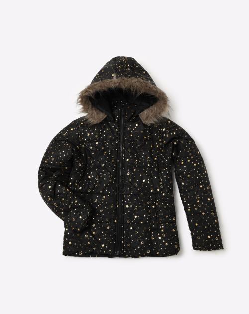 Buy Star Print Jacket with Fur-Lined Hood Online at Best Prices in ...