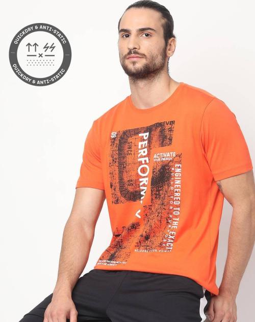 Buy Graphic Print Quickdry Crew-Neck T-shirt Online at Best Prices in ...
