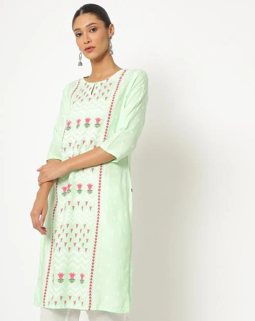 Buy Printed Straight Kurta with Side Slits Online at Best Prices in ...