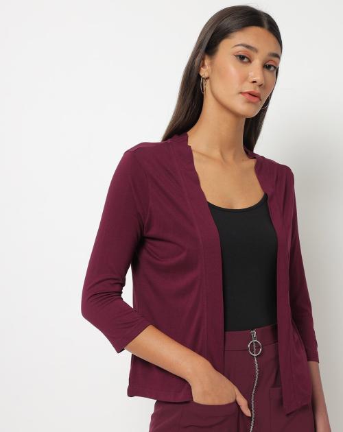 Buy Open-Front Shrug with Three Quarter Sleeves Online at Best Prices ...