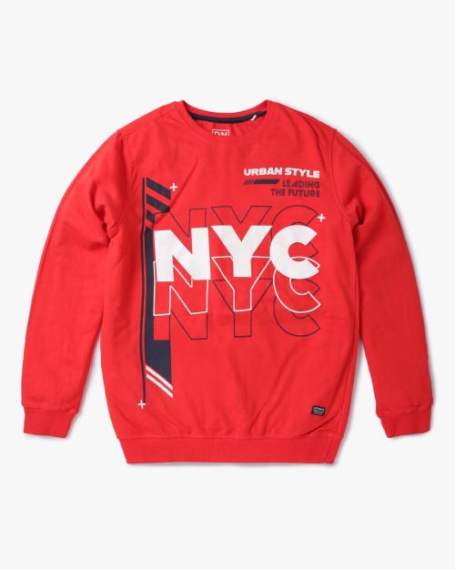 Buy Typographic Print Crew-Neck Sweatshirt Online at Best Prices in ...