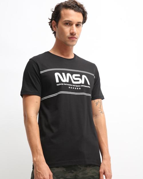 Buy Regular Fit NASA Print Crew-Neck T-Shirt Online at Best Prices in ...