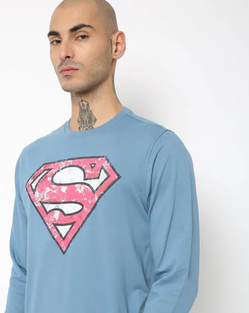 Buy Superman Graphic Print Crew-Neck Sweatshirt Online at Best Prices ...