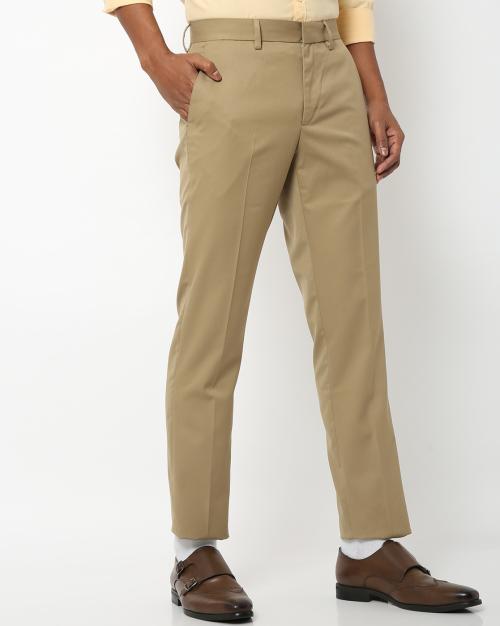 Buy Slim Fit Flat-Front Trousers Online at Best Prices in India - JioMart.